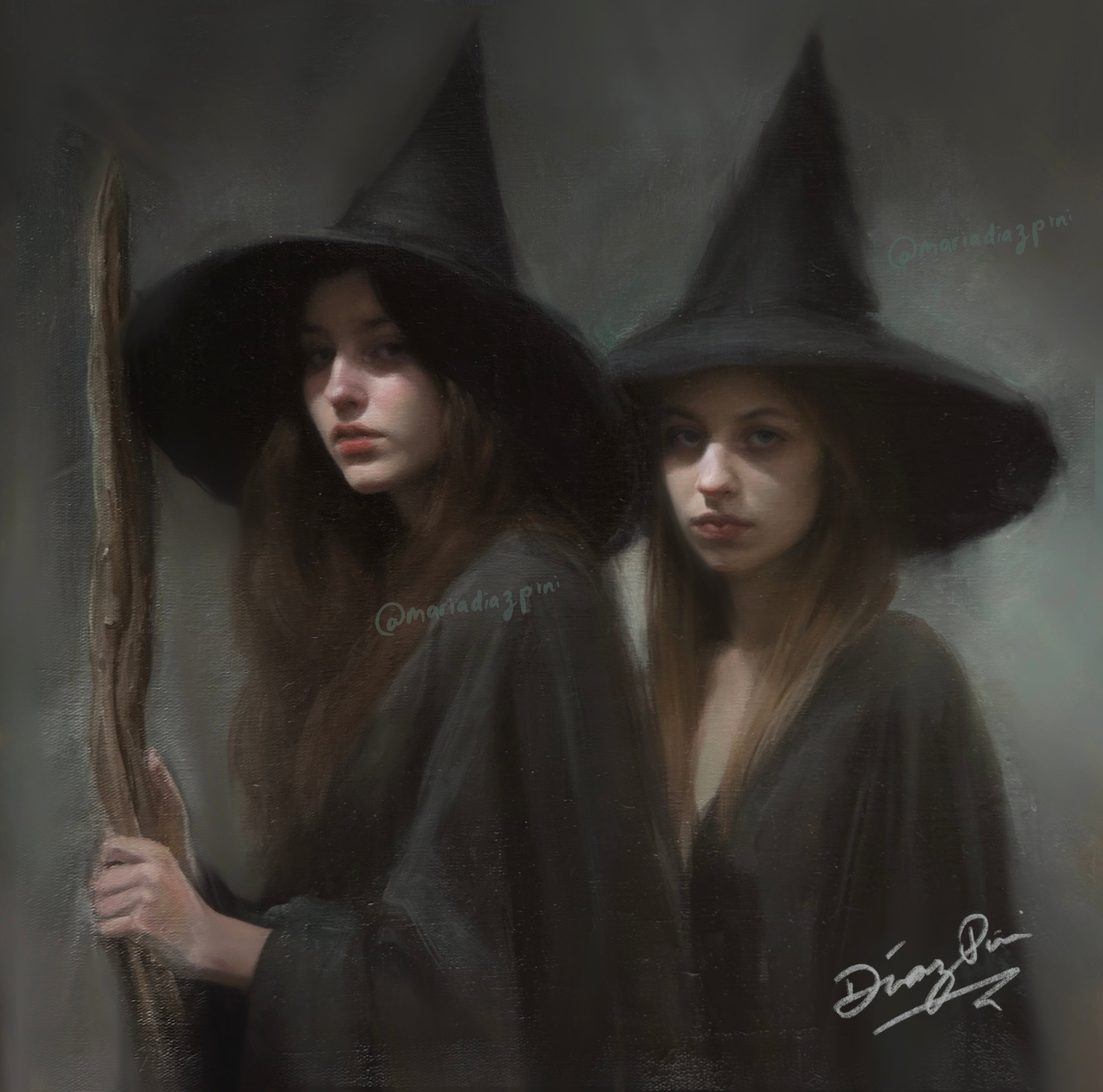 Witches Oil Painting – Maria Diaz Pini
